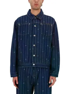 Drole De Monsieur Buttoned Striped Jacket - Blue