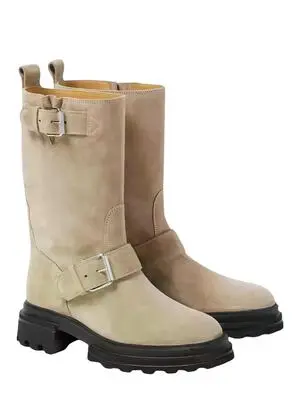 Hogan Buckled Biker Boots - Neutrals