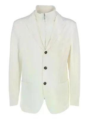 Eleventy Zip-detail Buttoned Blazer - White