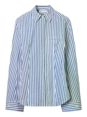 Tory Burch Bell-sleeve Cotton Shirt - Blue