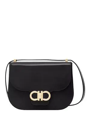 FERRAGAMO Gancini Flap Crossbody Bag - Black