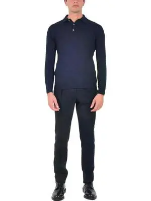 FRANZESE COLLECTION Ribbed Polo Collar - Blue