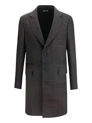 Zegna Single-breasted Checked Coat - Grey
