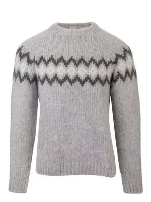 Eleventy Patterned Jacquard Sweater - Grey