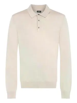 FRANZESE COLLECTION Buttoned Ribbed Polo Shirt - Neutrals