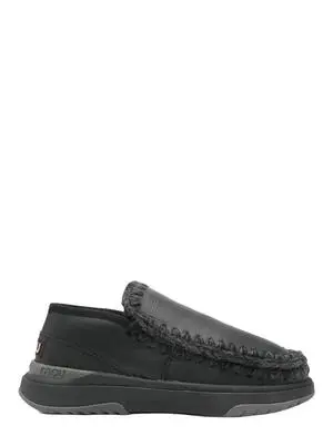 Mou Trim-detail Leather Slip-on - Black