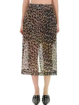 Baum Und Pferdgarten Animal Print Pleated Skirt - Neutrals
