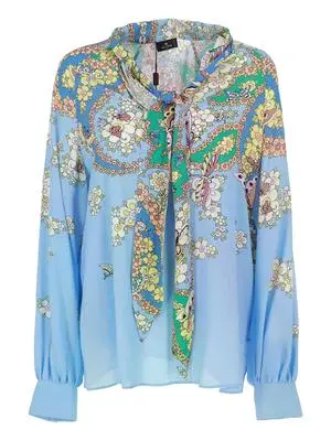 Etro Floral Paisley Tie-neck Top - Blue