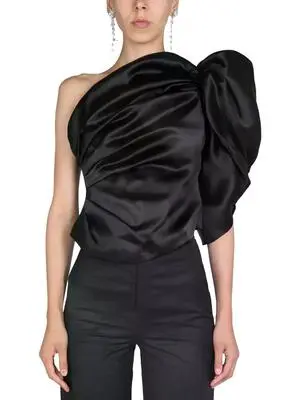 ANOUKI One-shoulder Bow Top - Black