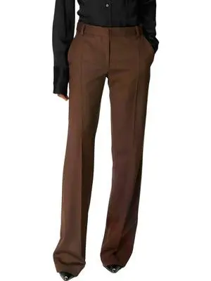 MARINE SERRE Virgin-wool Tailored Trousers - Brown