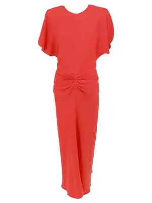 Victoria Beckham Bela Gathered-waist Midi Dress - Red