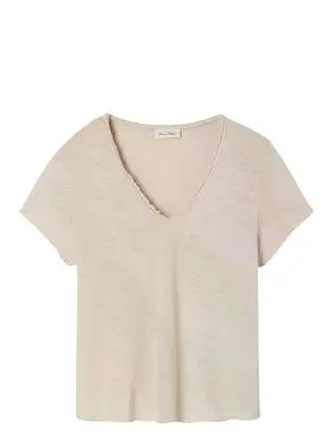 American Vintage Sonoma Brushed V-neck T-shirt - Neutrals