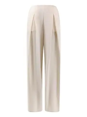 Max Mara Silk Wide Leg Trousers - White