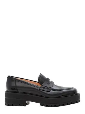 GIANVITO ROSSI Leather Platform Loafers - Black