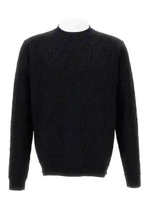 Fendi Sweater With 'ff' Motif - Black