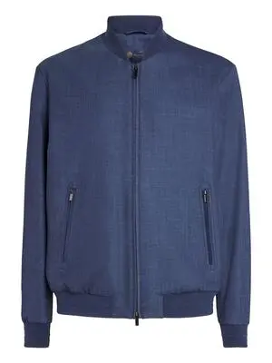 Paul & Shark Wool-silk-linen-blend Bomber Jacket - Navy