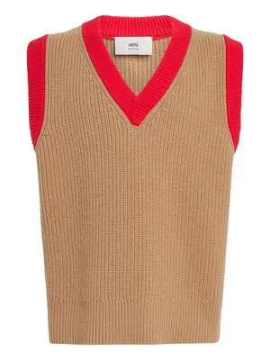Ami Wool De Coeur Sweater Vest - Beige