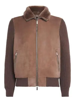MOORER Shearling Down Campiglio Bomber Jacket - Grey