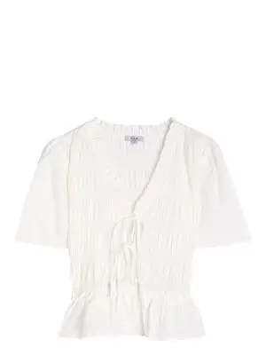 Rails Shirred Cotton-blend Top - White