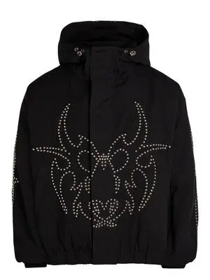 CHEW FOREVER Roach Studded Hooded Parka Jacket - Black