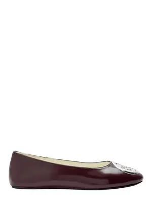 Tory Burch Reva Glossed Leather Ballet Flats - Burgundy