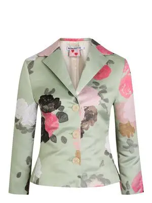 Bernadette Elle Floral-print Satin Jacket - Green