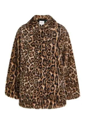 REFORMATION Relaxed Faux Fur Coat - Leopard