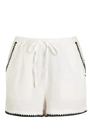 Rails Blanket-stitch Gauze Shorts - White