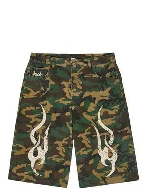 CHEW FOREVER Tribal Camo-printed Denim Shorts - Multicoloured 1