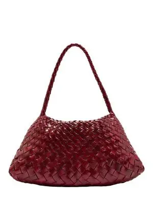 Dragon Diffusion Rosanna Woven Leather Shoulder Bag Bordeaux
