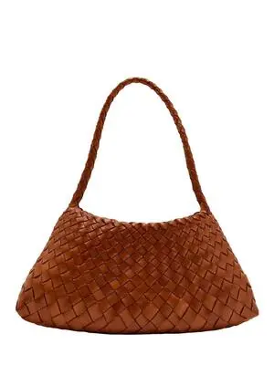 Dragon Diffusion Rosanna Woven Leather Shoulder Bag Tan