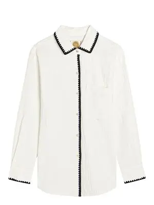 Rails X Lspace Idania Blanket-stitch Gauze Shirt - White
