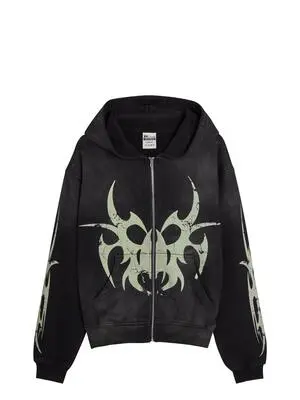 CHEW FOREVER Logo-print Hooded Cotton Sweatshirt - Black