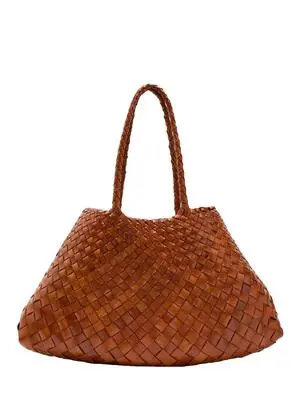 Dragon Diffusion Santa Croce Big Woven Leather Tote Bag - Tan