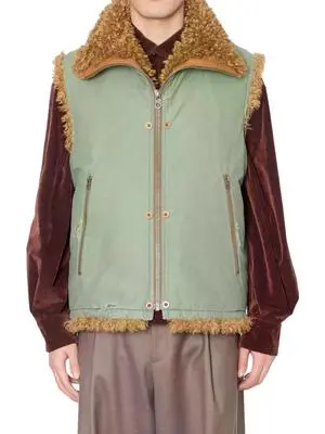 Kolor Dragon-embroidered Shearling Gilet - Brown