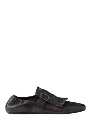 Prada Fringed Monk Shoes Brown