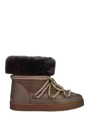 Inuikii Fleece-trim Lace-up Boots - Brown