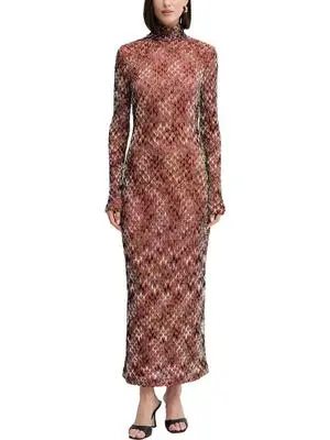 Missoni Patterned Long-sleeve Midi Dress - Brown