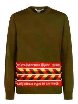 Comme Des Garçons Striped-panel Sweater - Brown
