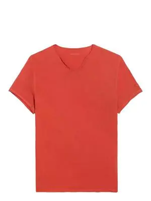 Zadig&Voltaire Henley U-neck Short-sleeve T-shirt - Orange