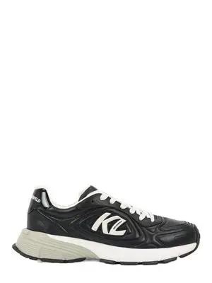 Karl Lagerfeld Logo Leather Sneakers - Black