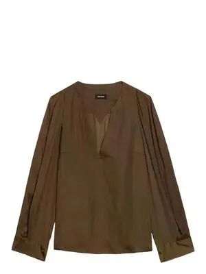 Zadig&Voltaire Torny V-neck Satin Blouse - Green