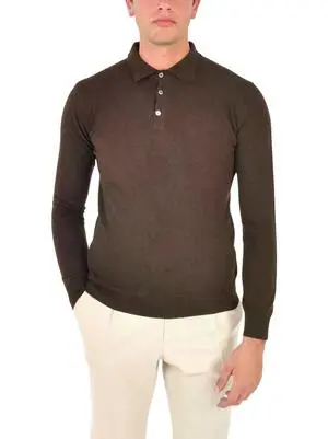 FRANZESE COLLECTION Ribbed Polo Shirt - Brown