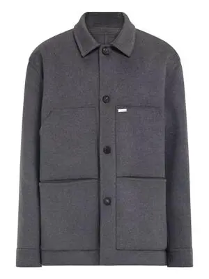 FERRAGAMO Button Patch Shirt Jacket - Grey