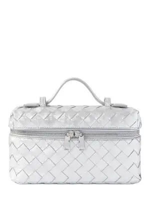 Bottega Veneta Bang Bang Intrecciato Distressed Metallic Leather Tote - Silver