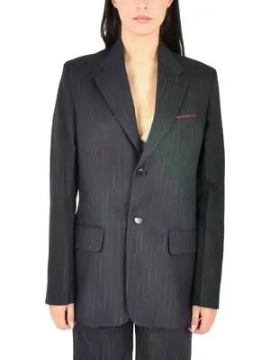 Victoria Beckham Single-breasted Pinstripe Blazer - Blue
