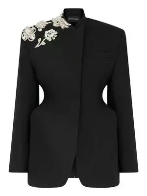 David Koma Cut-out Sleeve V-neck Jacket - Black