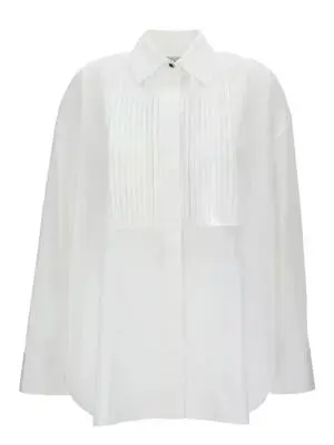 GOLDEN GOOSE Popeline Pleated Jewel Button Shirt - White