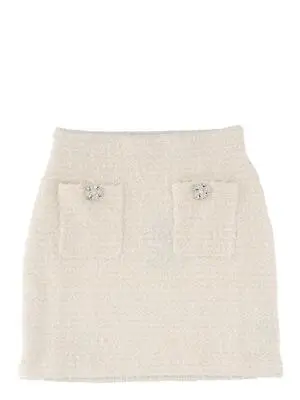 SELF-PORTRAIT Wool Miniskirt - Ivory