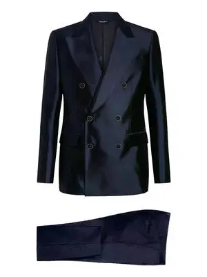 Dolce & Gabbana Shantung-mikado Double-breasted Suit - Blue